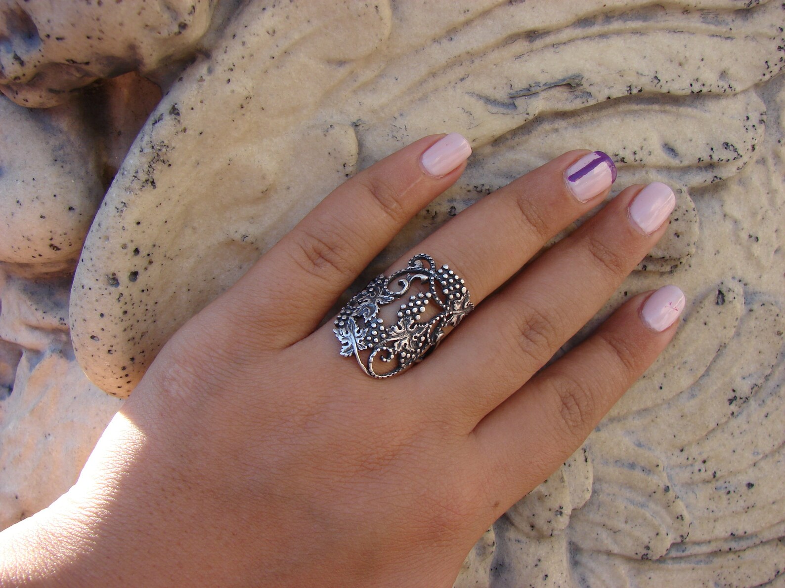 Wide Ring Grapes Bunch Sterling Silver 925 Antique Style | Etsy