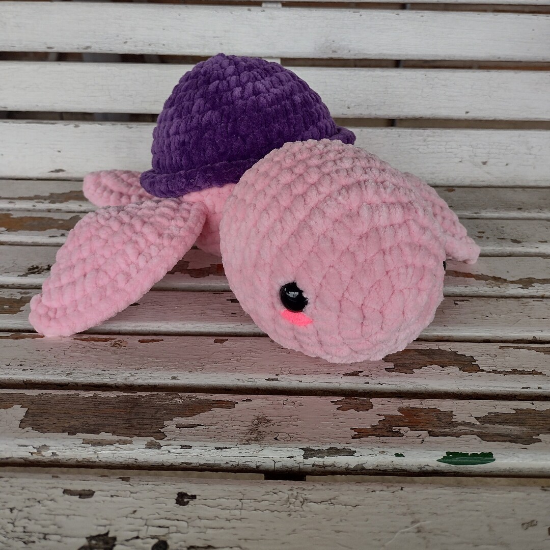 Large Crochet Pink and Purple Sea Turtle - Etsy
