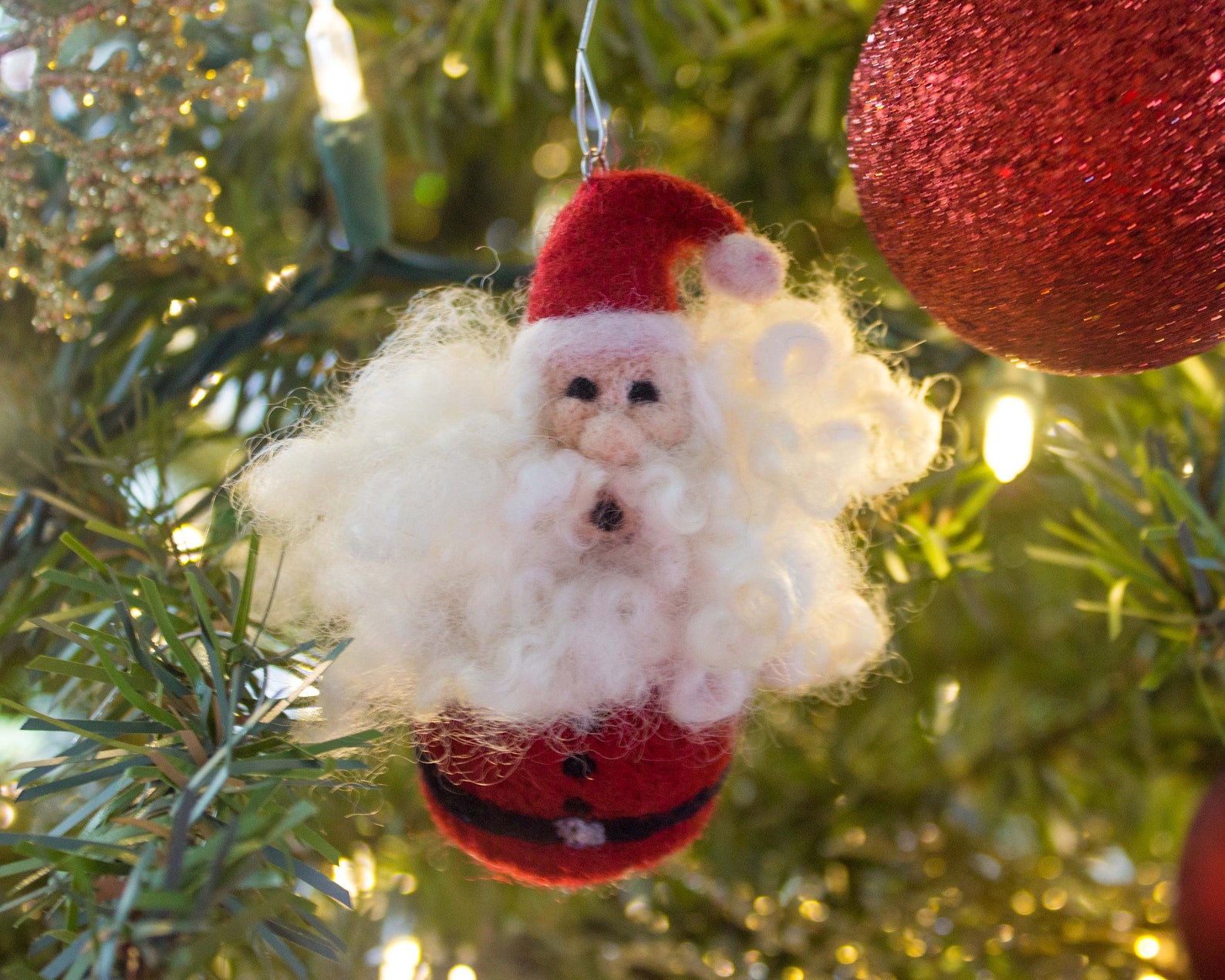 Needle Felted Santa Ornament Kit | Etsy