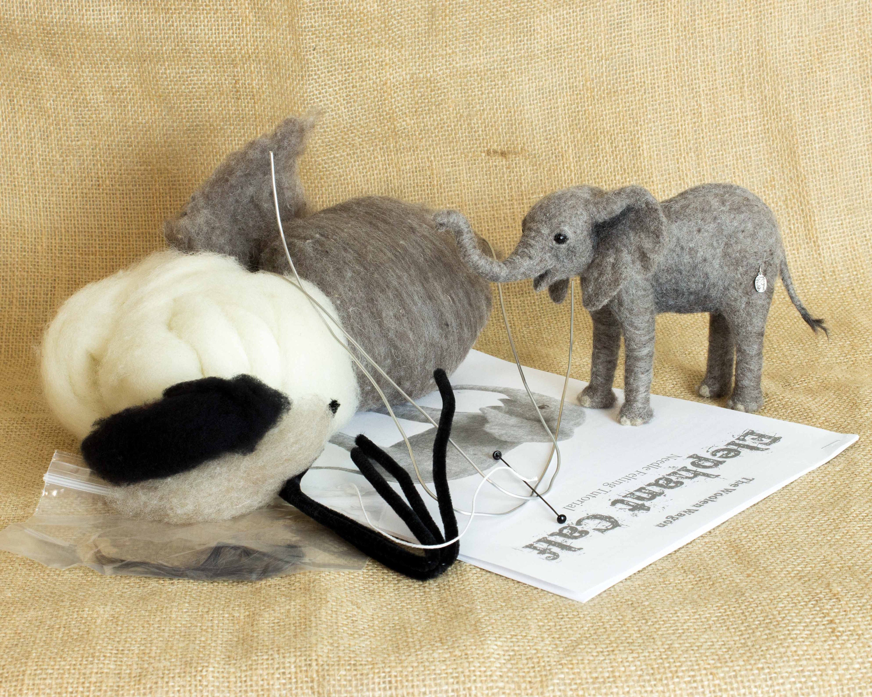 Needle Felted Elephant Calf Kit and Tutorial | Etsy