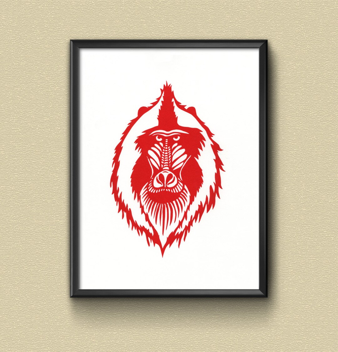 Red Mandrill Screenprint: Hand-printed Animal Screenprint Art - Etsy