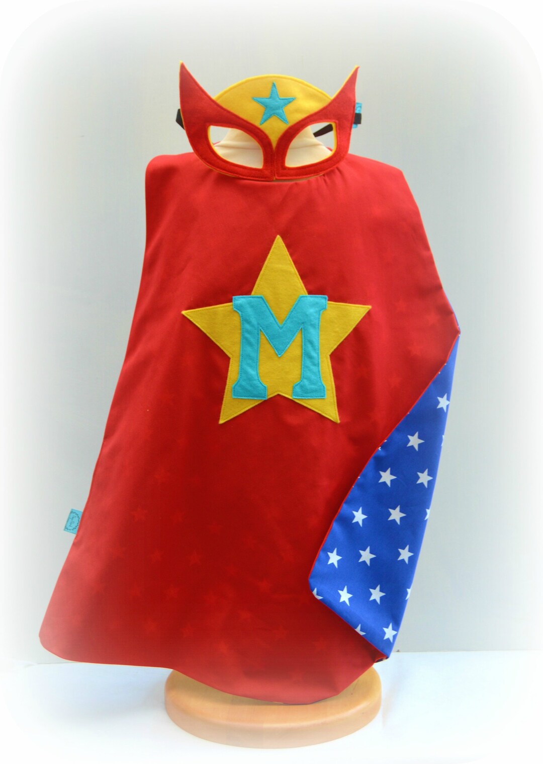 Personalised Superhero Cape and Mask Set Red and Blue Stars - Etsy UK