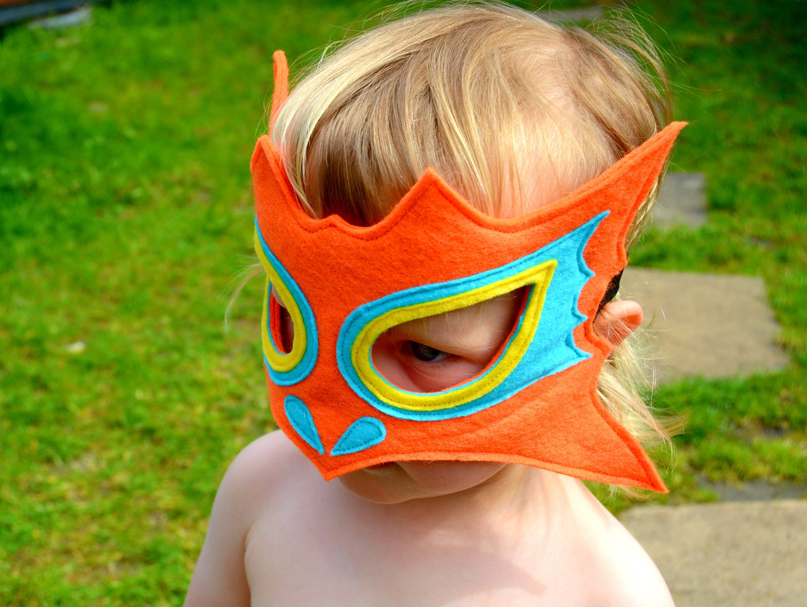 Orange and Blue Felt Dragon Mask - Etsy UK