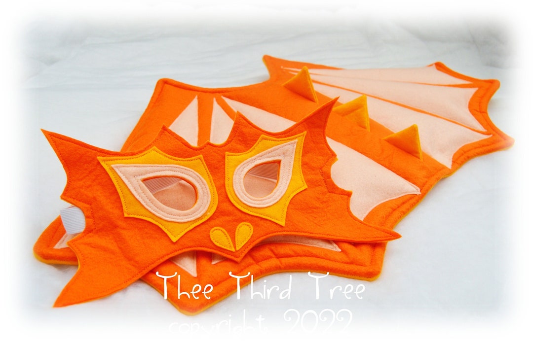 Felt Dragon Wings and Dragon Mask Costume, Orange and Peach - Etsy