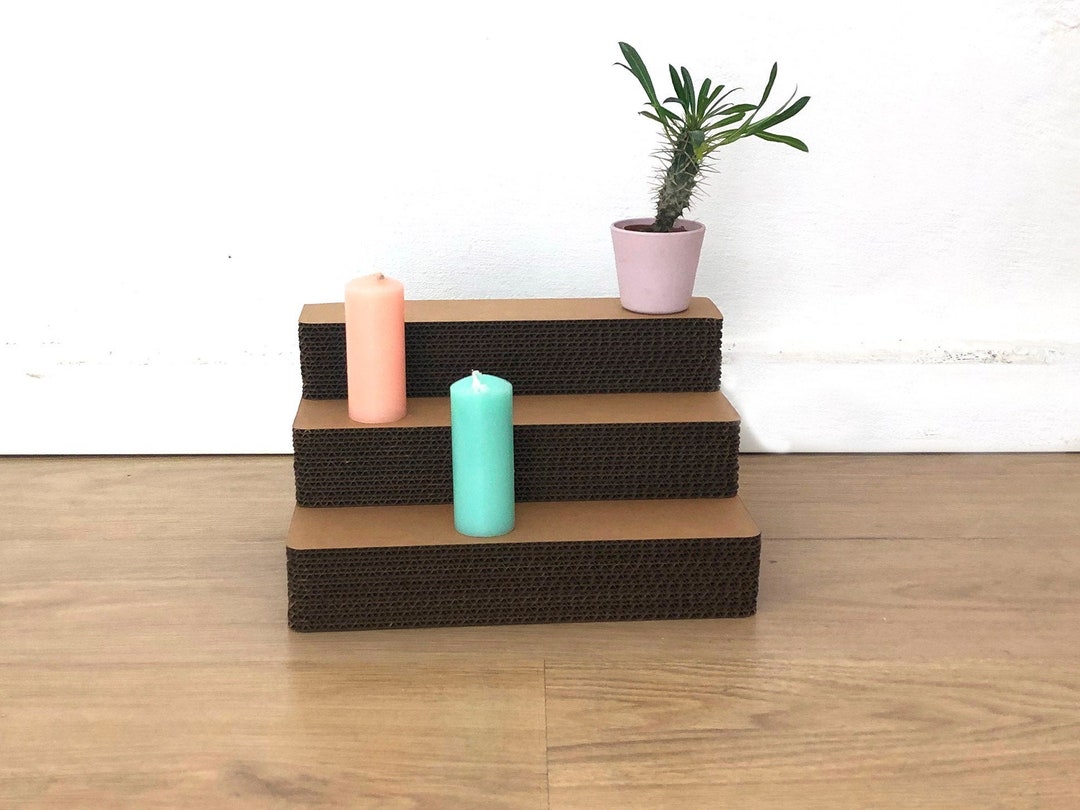 Display Riser, Cardboard 3 Tiered Display Stand, Product Podium, Market ...