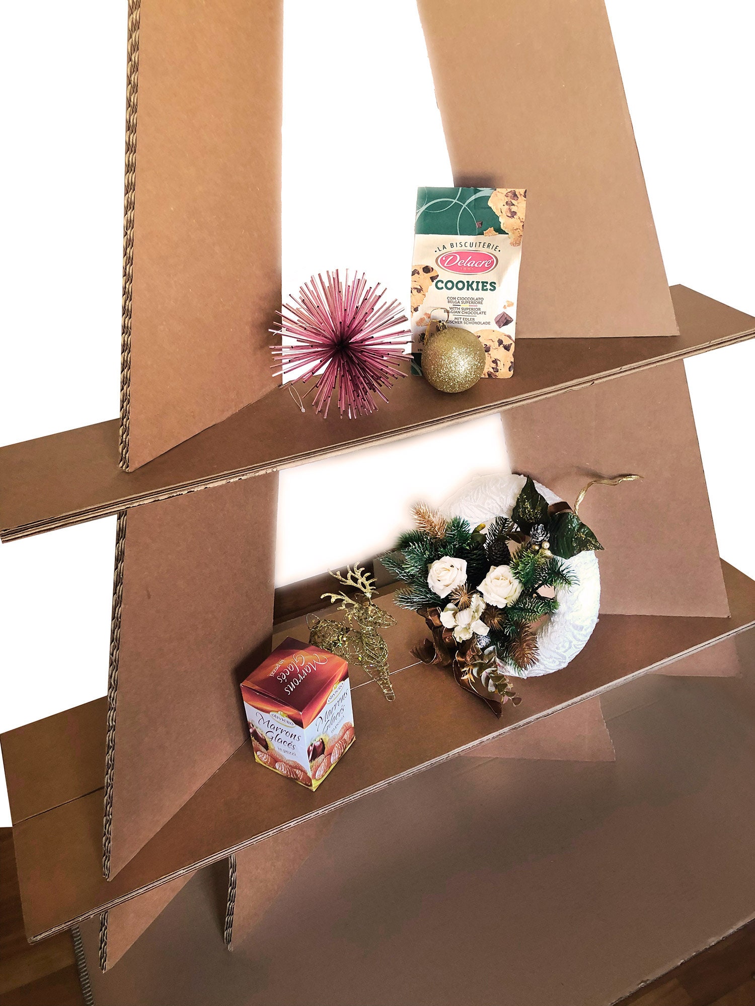 Triangular Cardboard Display Stand With Shelves, Christmas Tree Shape ...