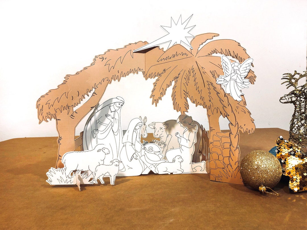 2 Modern Nativity Set, Silhouette Nativity, Sustainable Christmas ...