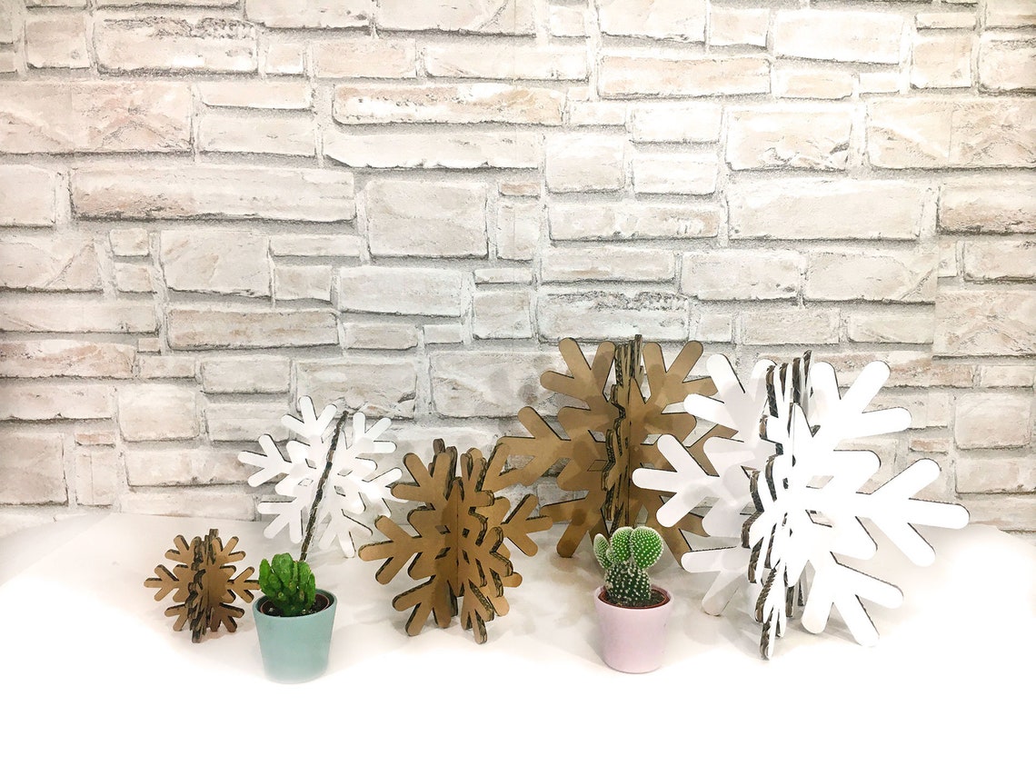 Cardboard Snowflake decoration set of 6 for winter decor for | Etsy
