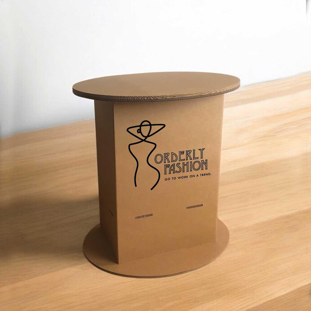 Sleek Round Cardboard Display Table With Branded Front -gift Wrapping ...