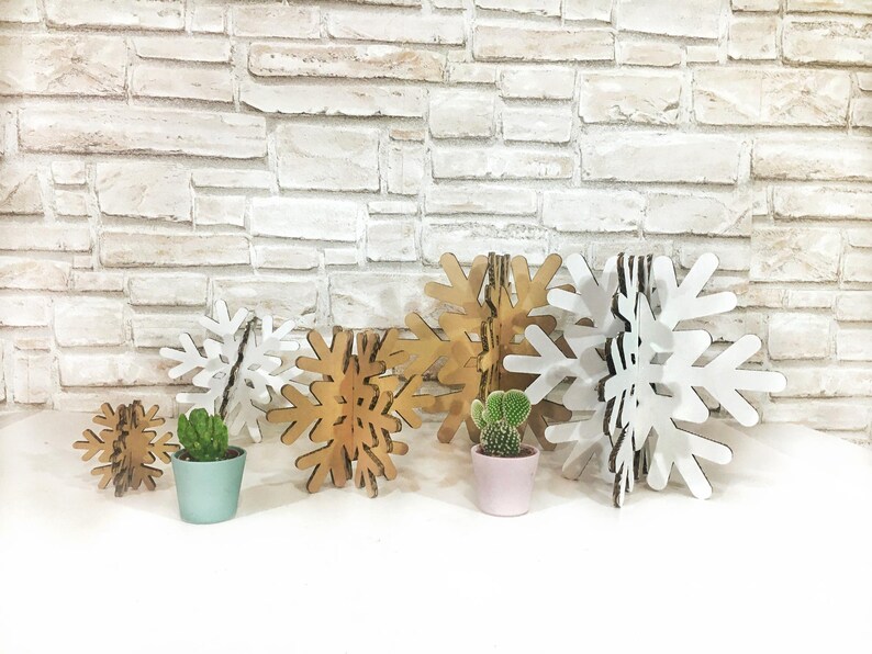 Cardboard Snowflake decoration set of 6 for winter decor for | Etsy