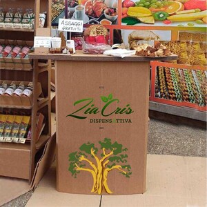 Curved Cardboard Vendor Table With Shelves and With Branded Front ...