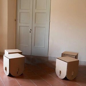Robust "wave" Stools: Sustainable Cardboard Exhibition Seating, Low ...
