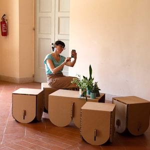 Robust "wave" Stools: Sustainable Cardboard Exhibition Seating, Low ...