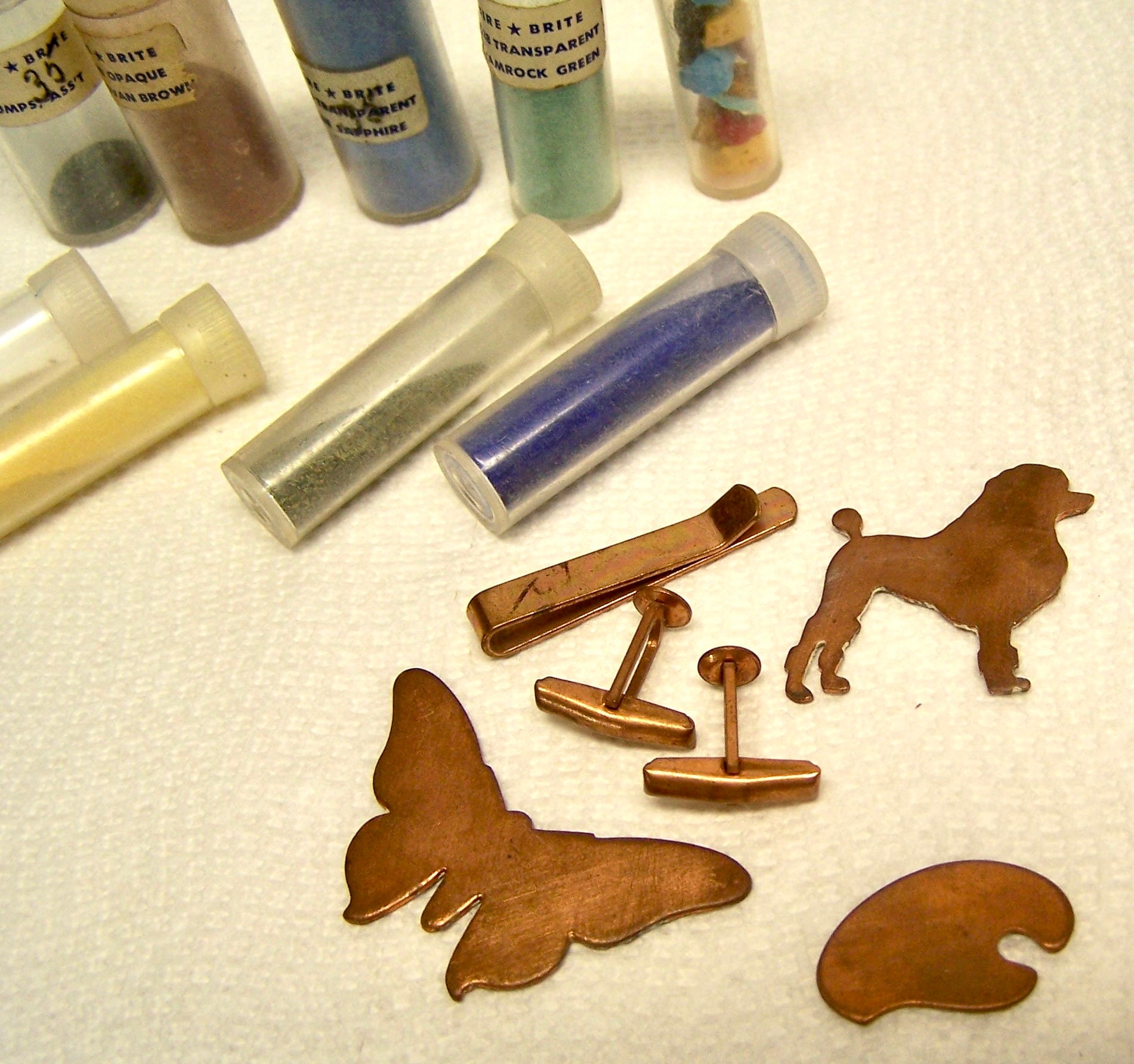 Fire Brite Copper Enameling Supplies Assortment Copper Pieces, Glass ...