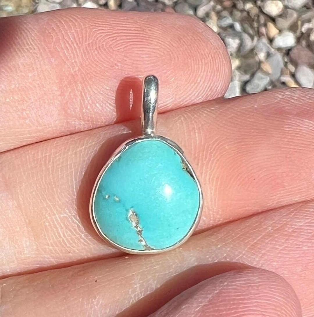 Cananea Turquoise .925 Sterling Silver Pendant - Etsy