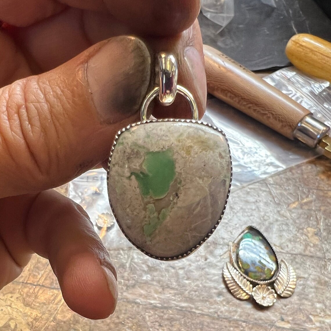 Lucin Variscite and .925 Sterling Silver Pendant One of a Kind - Etsy