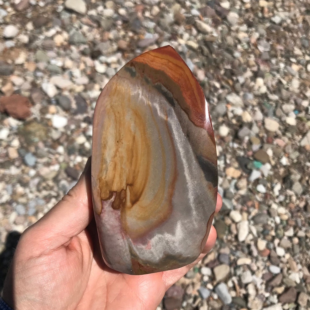 Polychrome Jasper Freeform Flame Shape With a Flat Cut Base so It ...