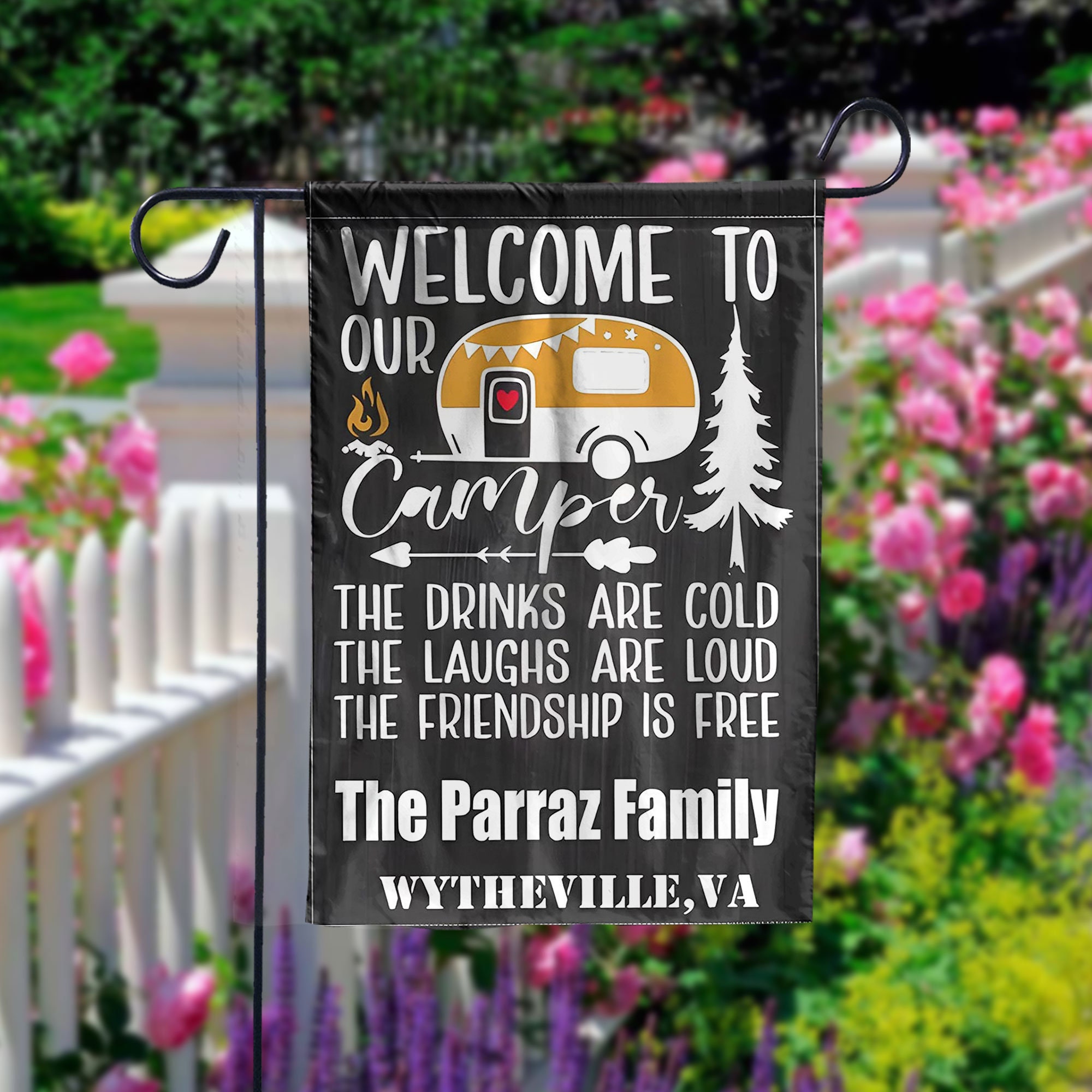 Personalized Camping Flag, Welcome To Our Camper, Camping Sign With ...