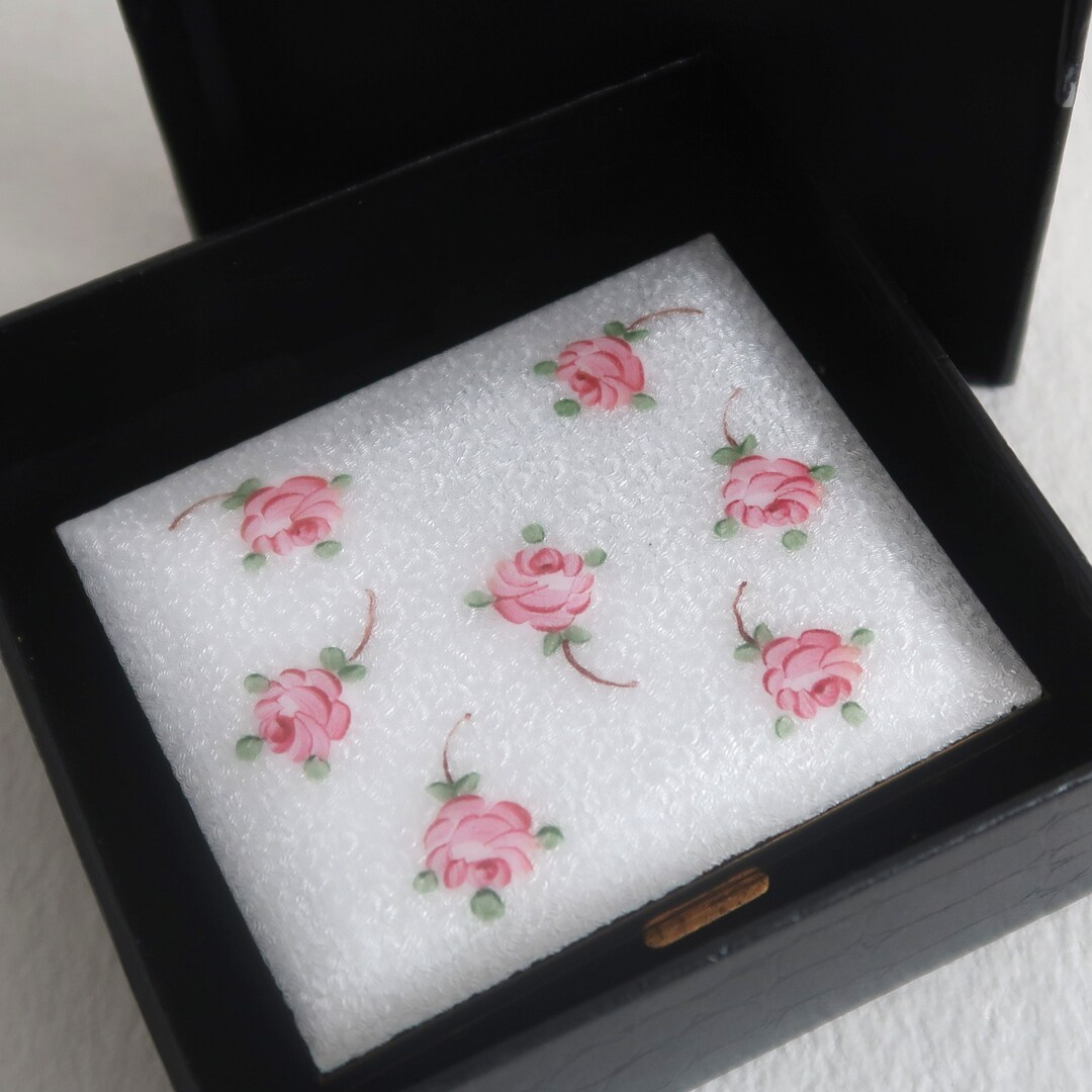 Wiesner Trickettes Compact With Mirror. White With Pink Rosebud Enamel ...