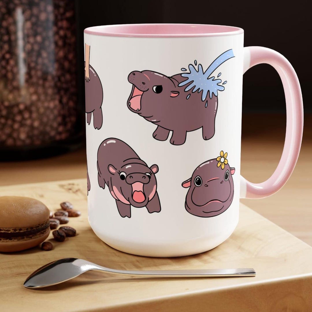 Moo Deng Mug, Cute Baby Hippo, Moo Deng Gift, Moo Deng Fan, Cute Hippo ...
