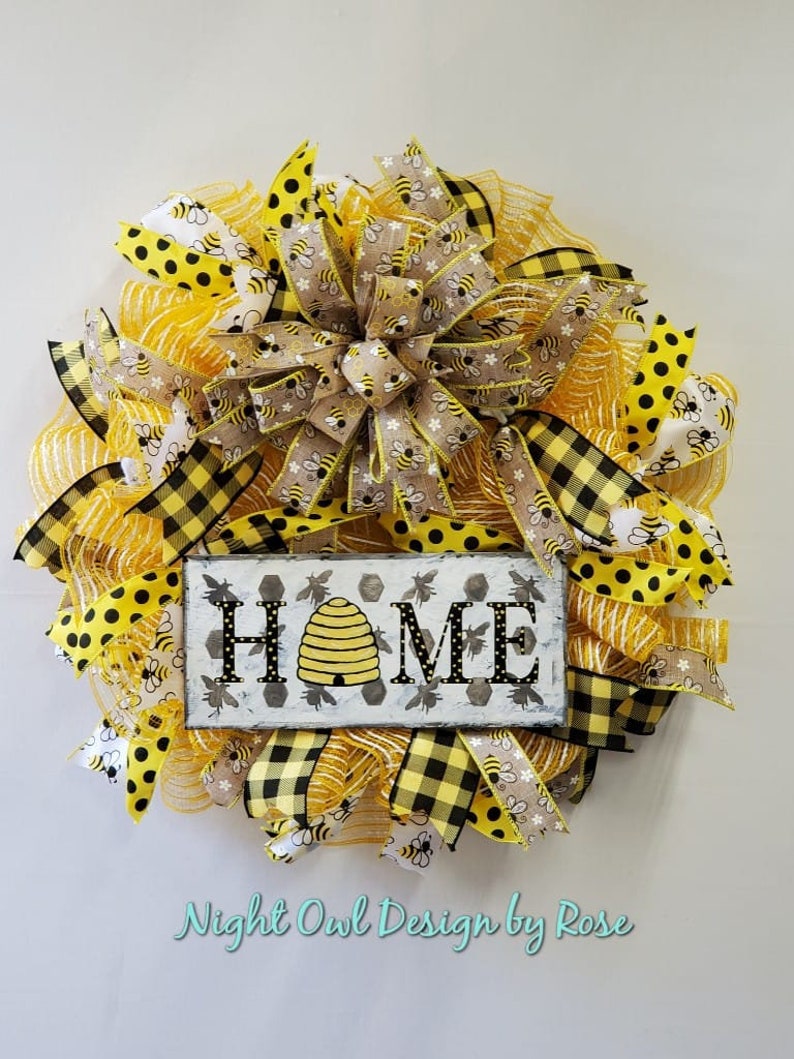 Bee Themed Home Sign for Your Front Door, Bee Themed Wreath Sign, Home ...
