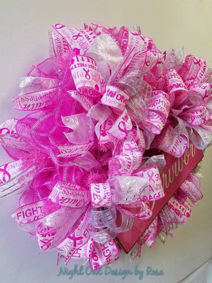 Cancer Survivor Wreath, Survivor Deco Mesh Wreath, Front Door Decor ...