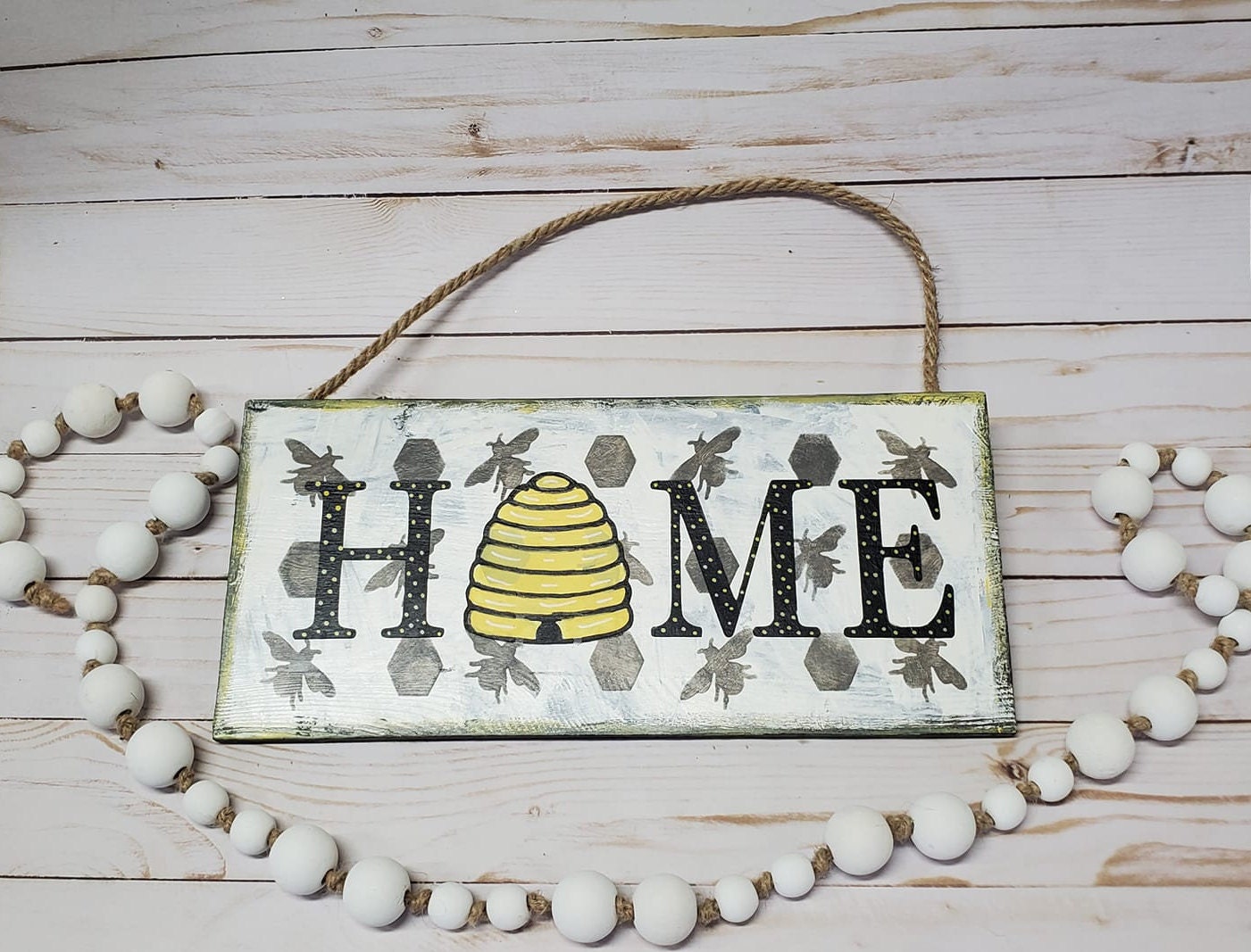 Bee Themed Home Sign for Your Front Door, Bee Themed Wreath Sign, Home ...