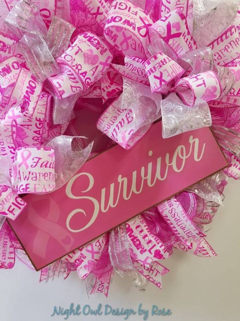 Cancer Survivor Wreath, Survivor Deco Mesh Wreath, Front Door Decor ...