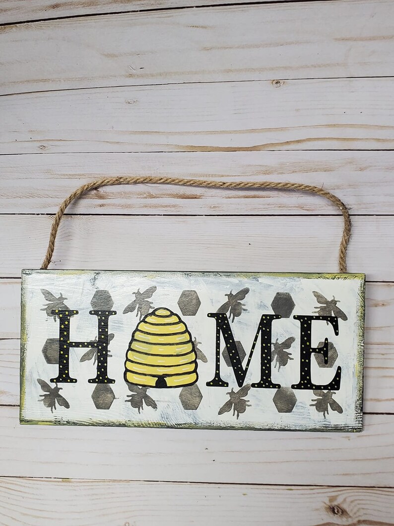 Bee Themed Home Sign for Your Front Door, Bee Themed Wreath Sign, Home ...