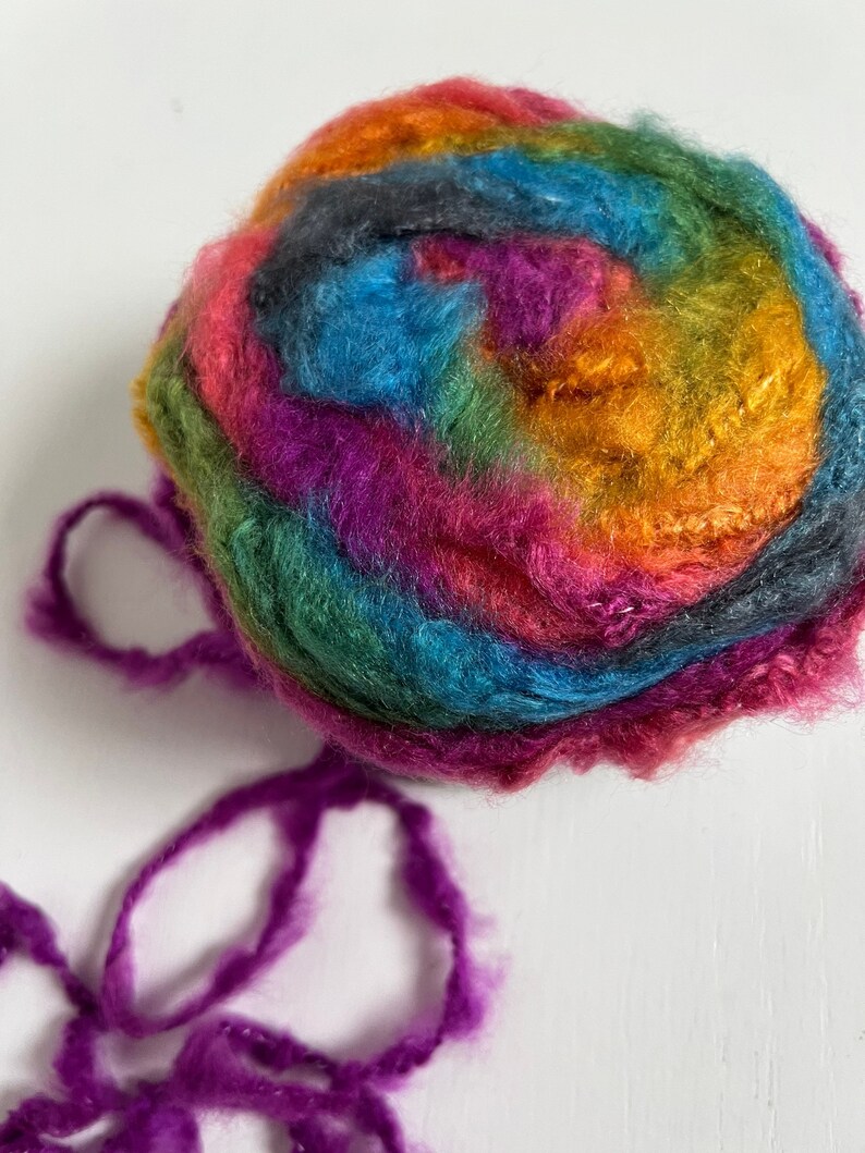 Rainbow Self-striping Mohair Yarn, Fluffy Multicolor Chunky Yarn - Etsy