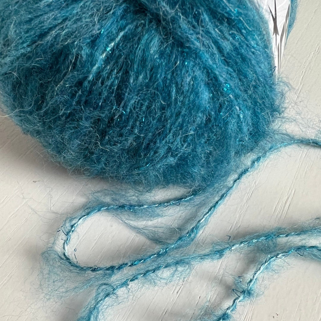 Mohair With Subtle Hint of Metallic Turquoise Fuzzy Turquoise Yarn ...