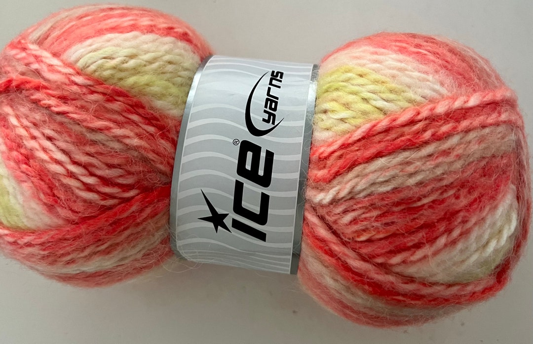 Alpine Angora Color Orange, Yellow Yarn by Ice Yarn 150 Grams, 5.29 Oz ...