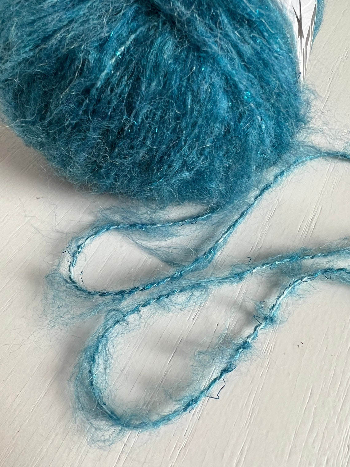 Mohair With Subtle Hint of Metallic Turquoise Fuzzy Turquoise - Etsy