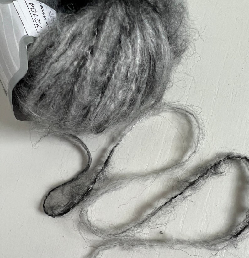 Mohair Yarn Grey Shades/ Black Mohair Wool Acrylic Nylon Blend 50gr 114 ...