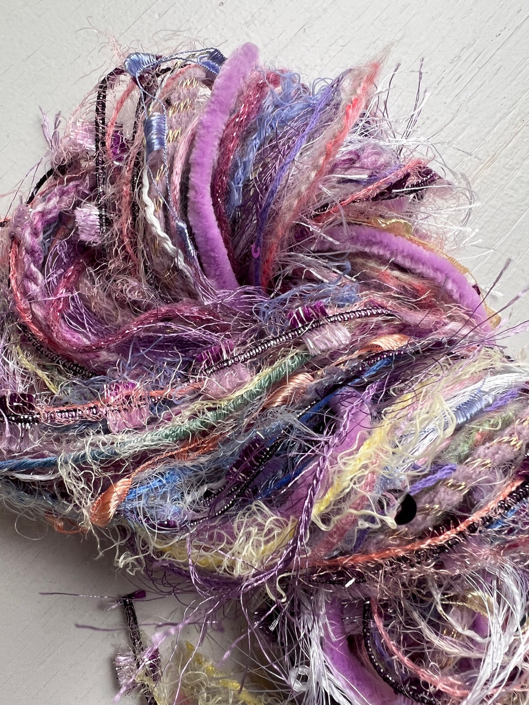 Happy Purple Art Yarn 30 Yards (total) Bundle of Novelty Yarn Fiber ...