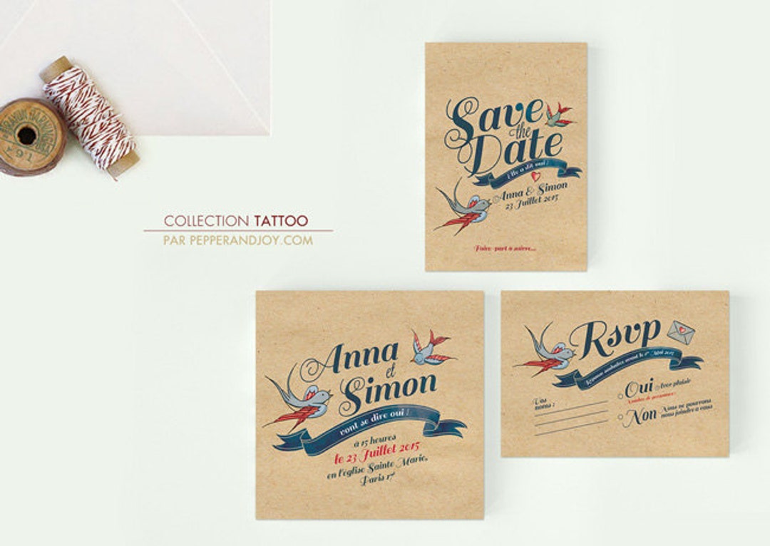 Personalised Tattoo Wedding Invitation. Vintage Rock - Etsy