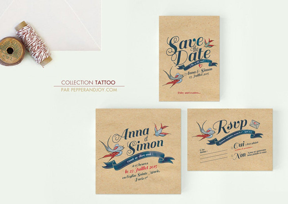 Personalised Tattoo Wedding Invitation. Vintage Rock - Etsy