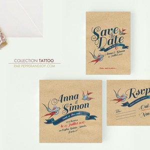 Personalised Tattoo Wedding Invitation. Vintage Rock - Etsy