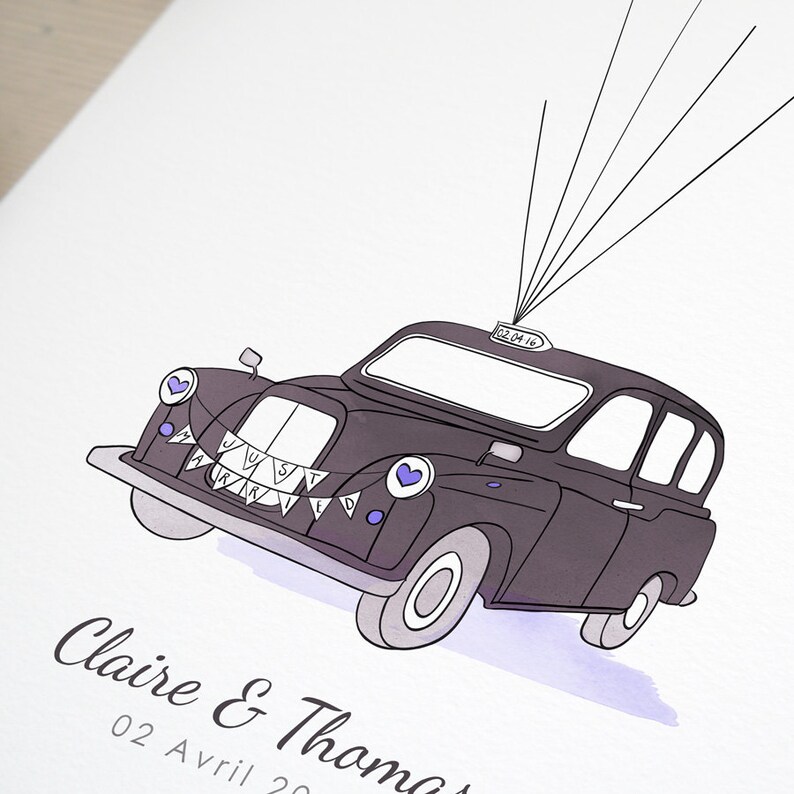 London Taxi Wedding Guest Book Fingerprints Poster - Etsy
