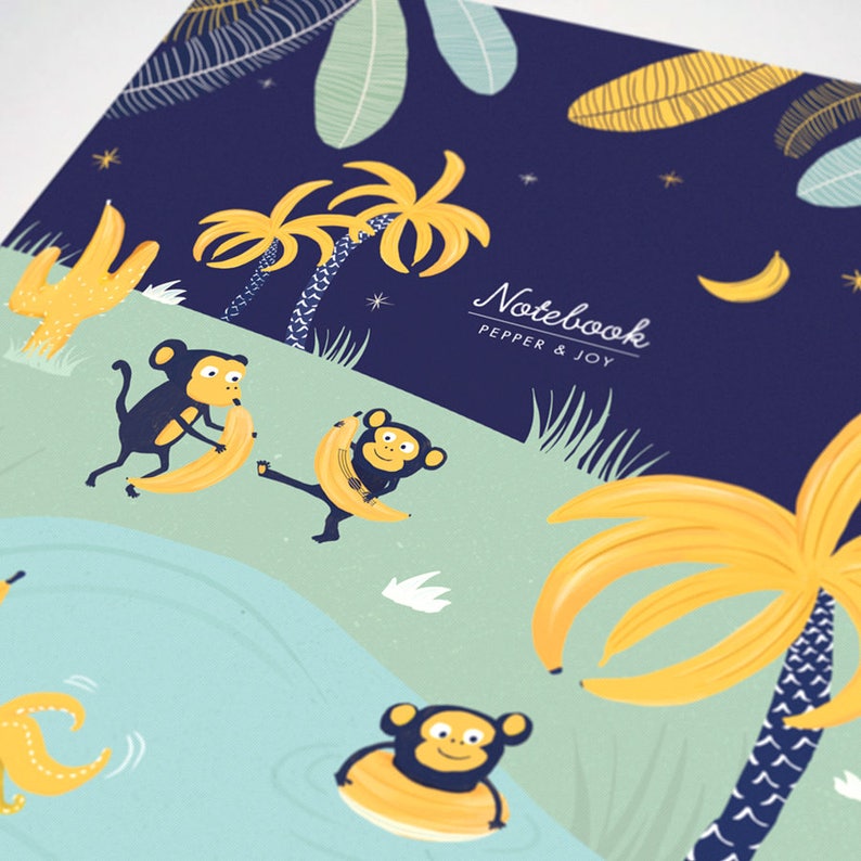 Notebook Travel Notebook Banana Island and Monkeys - Etsy