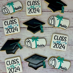 Graduation Party Favors, Grad Cookies, Grad Cap Cookies, Diploma Scroll ...