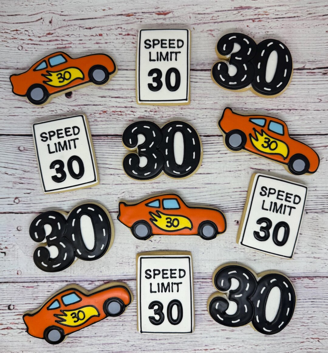 Racing Theme Cookie Favors, Car Theme Cookies for Birthday, Cute Race ...