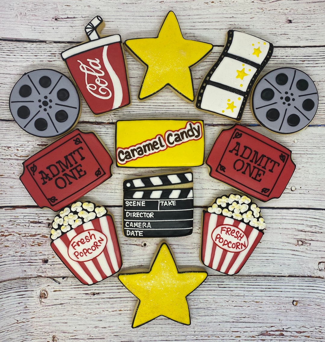 Movie Night Party Favors, Movie Theme Cookies, Movie Ticket Cookies ...