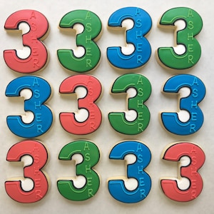 Personalized Birthday Party Cookies, Number Shaped Cookies for ...