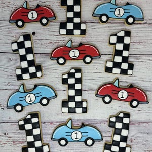 Race Car Cookie Favors, Number Cookies for Birthday, Cute Race Theme ...