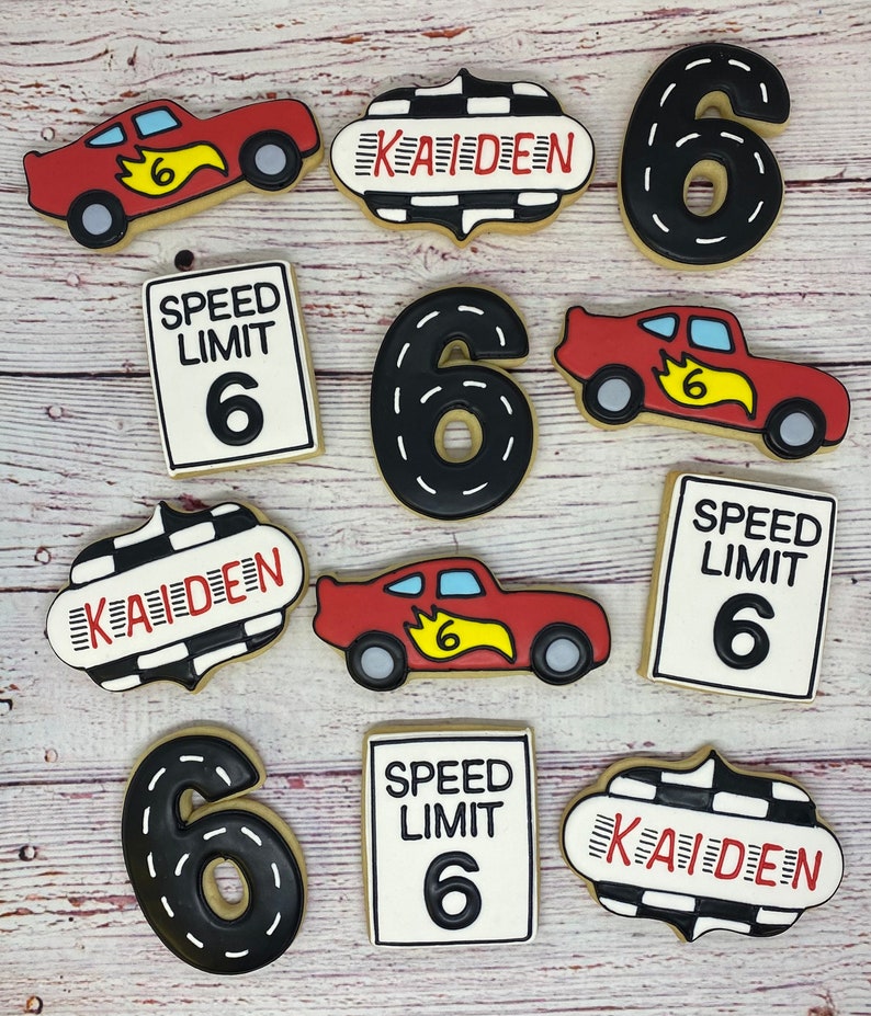 Racing Theme Cookie Favors, Car Theme Cookies for Birthday, Cute Race ...