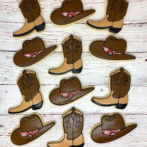 Cowboy Hat Cookies, Cowboy Theme Cookie Favors, Western Theme Cookie ...