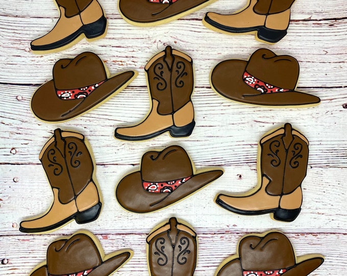 Cowboy Hat Cookies, Cowboy Theme Cookie Favors, Western Theme Cookie ...