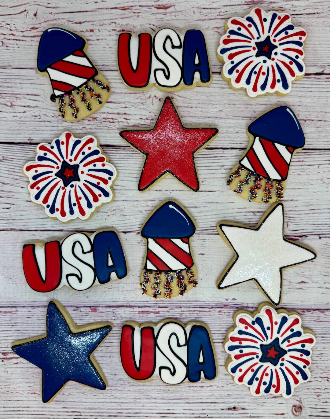 4th of July Cookies, Independence Day Cookies, Patriotic Cookie Favors ...