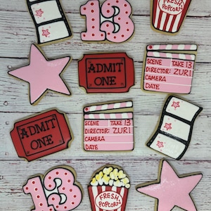 Birthday Movie Night Party Favors, Movie Theme Birthday Cookies, Movie ...